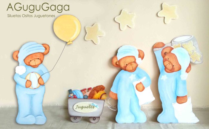 siluetas de madera ositos juguetones agugugaga decoración