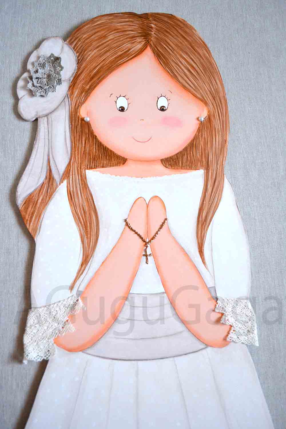 SILUETA DE MADERA NIÑA COMUNIÓN | Decoración Infantil AGuguGaga