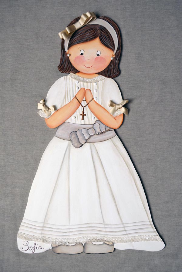 silueta de madera niña comunión 1 | Decoración Infantil AGuguGaga